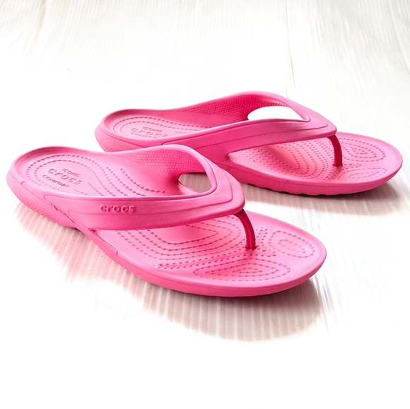 CROCS | Shoes | Crocs Kadee Ii Pink Tstrap Flipflops Slide Sandals Size ...
